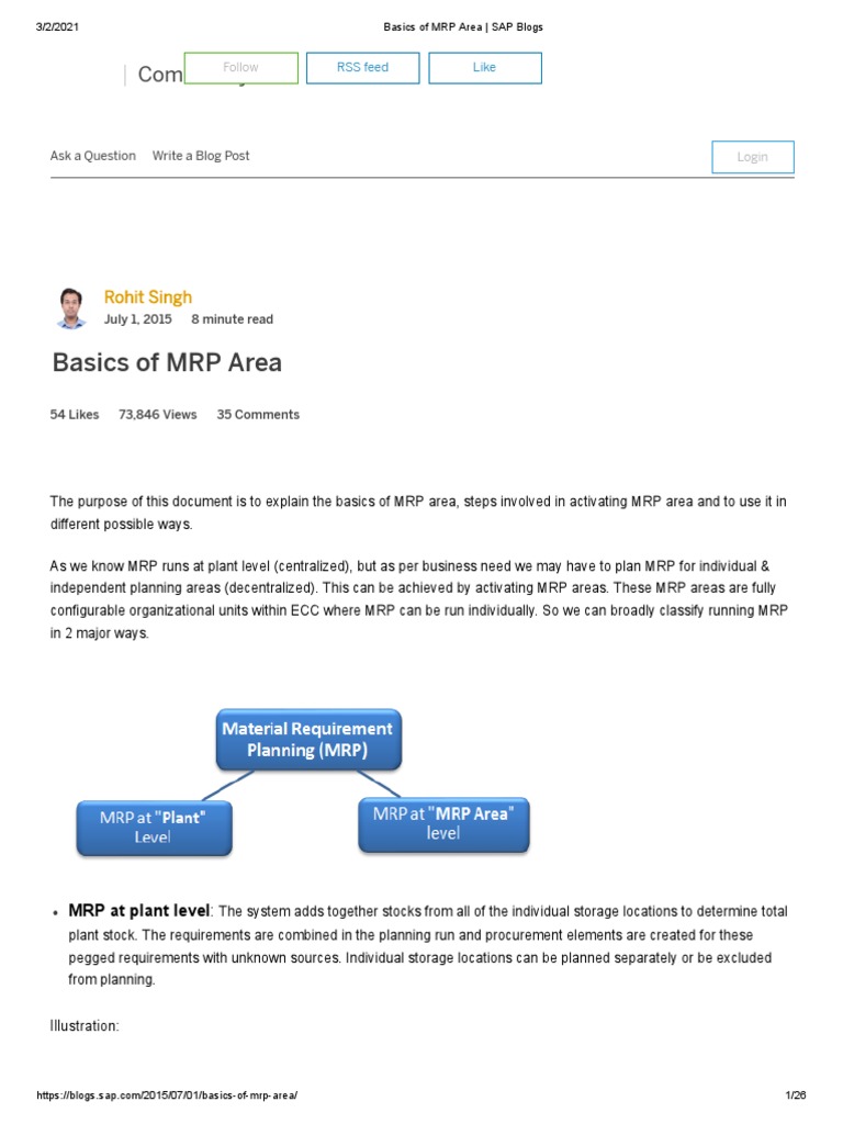 Basics of MRP Area - SAP Blogs | PDF | Business | Business Process Management