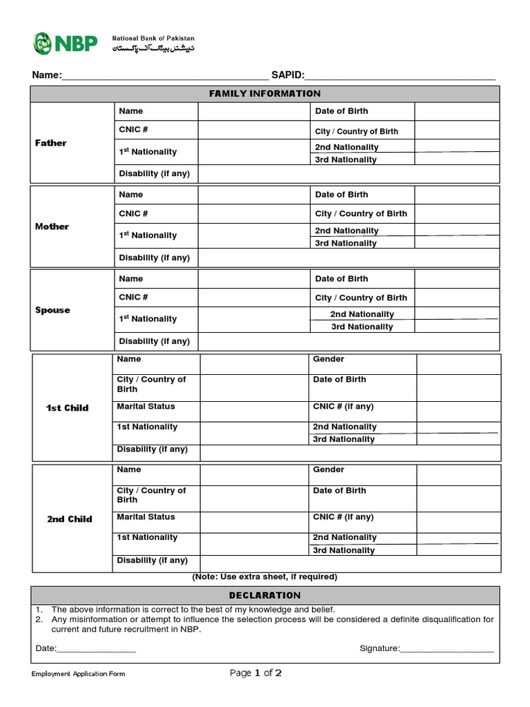 Family Information Form | Download Free PDF | Social Institutions
