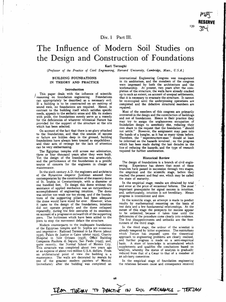 Terzaghi - 1951 | PDF | Deep Foundation | Foundation (Engineering)