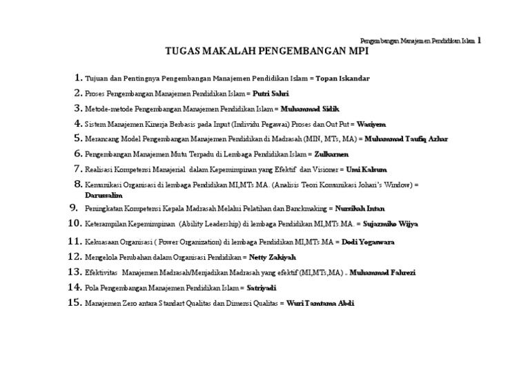 Tugas Makalah Pengembangan Mpi | PDF | Karier & Perkembangan