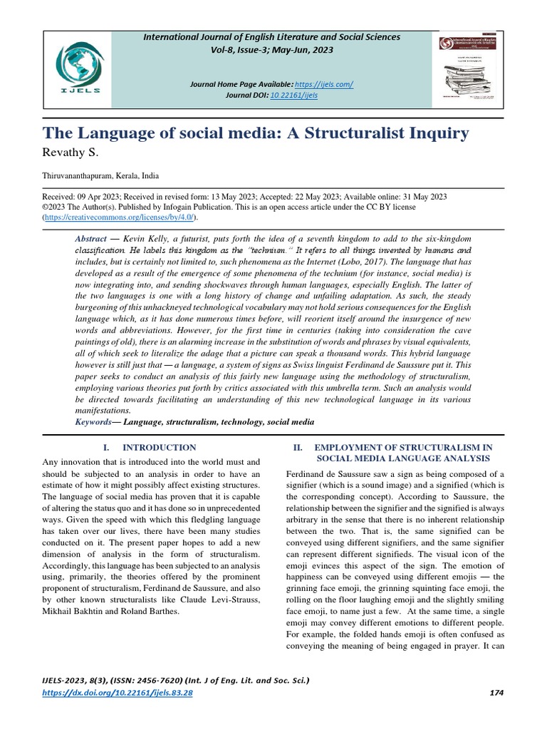 Social Media Language: A Structuralist Analysis | PDF | Social Media ...