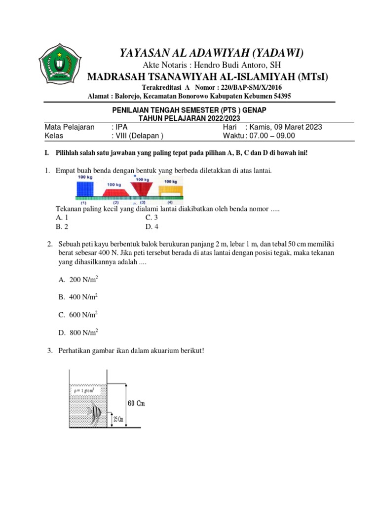 PTS Ipa 8 2023 | PDF | Sains & Matematika
