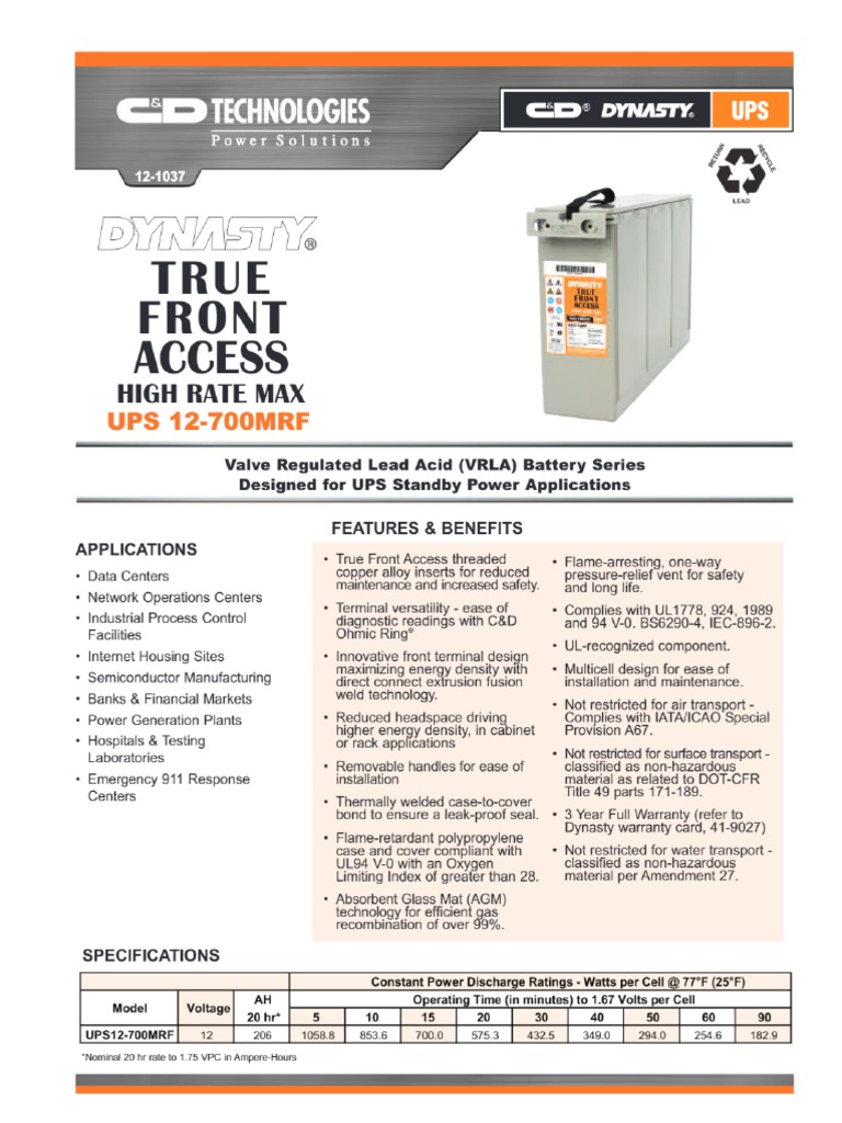 UPS 12-700MRF Datasheet | PDF