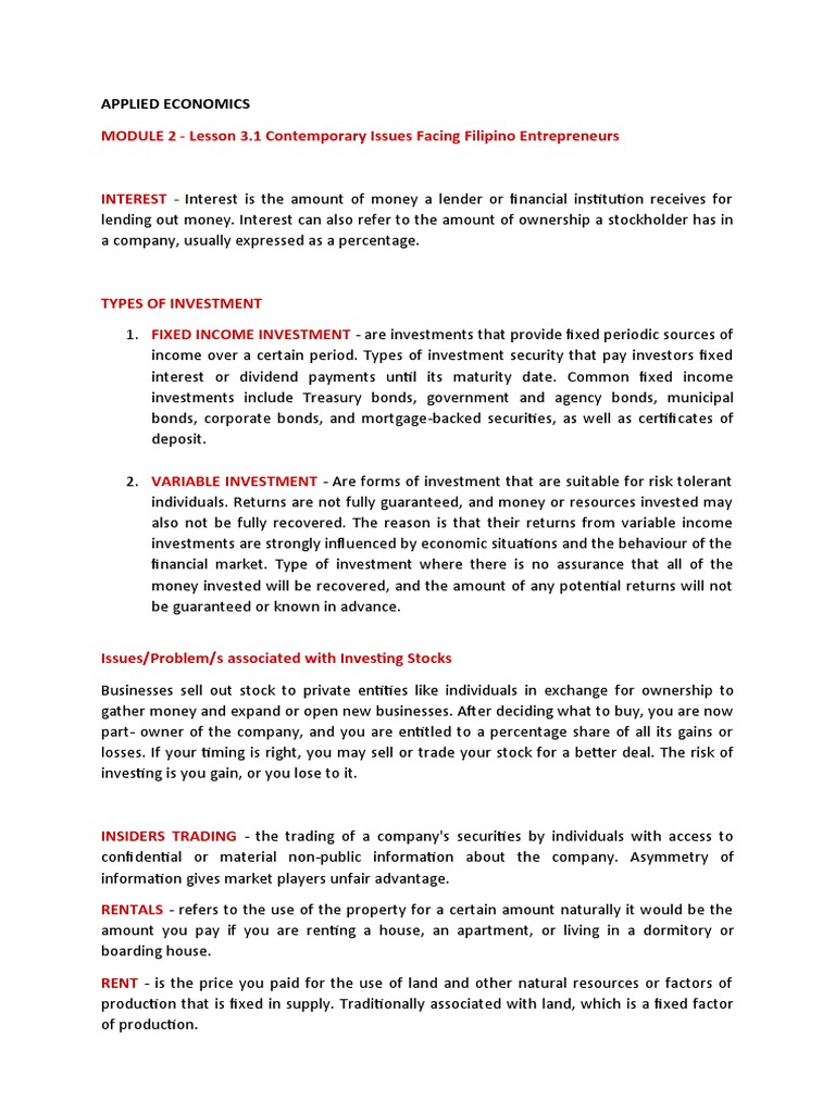 Applied Economics Quiz Reviewer | PDF