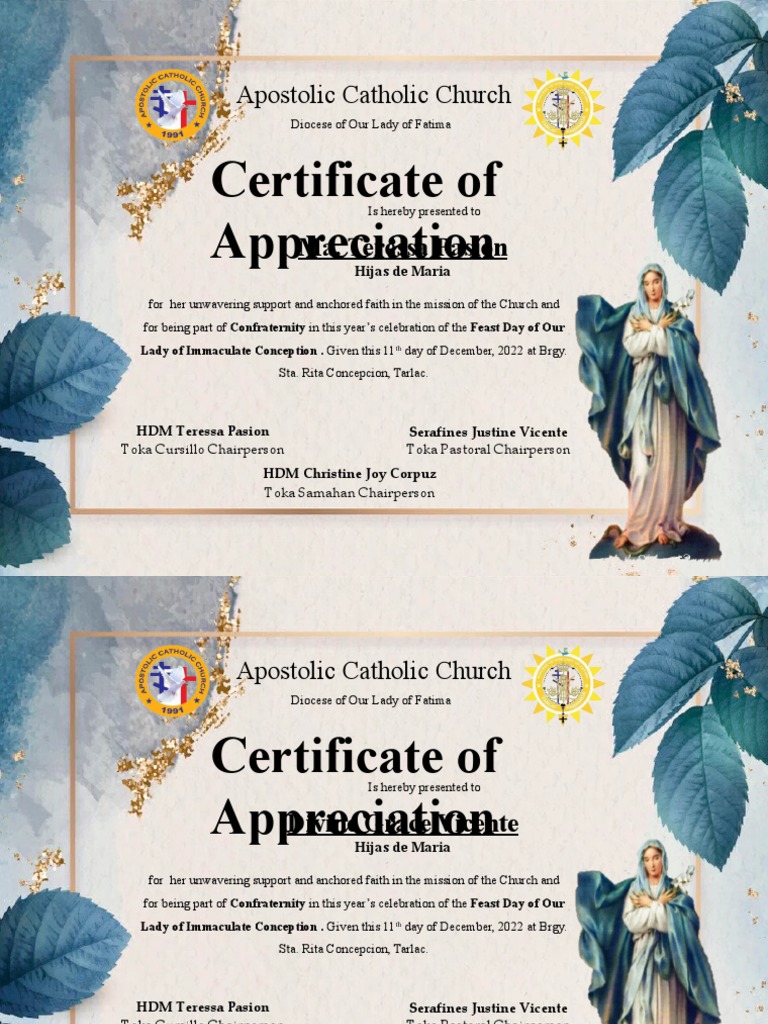 Certificates Immaculate | Download Free PDF | Catholic Spirituality ...