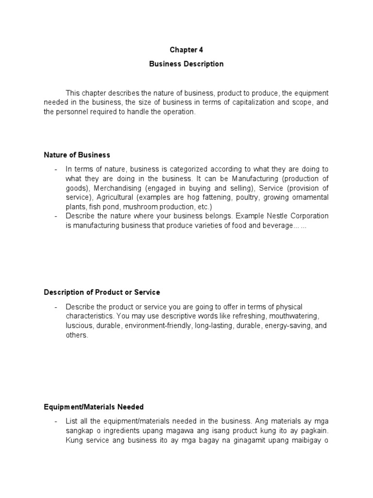 Business Plan Format For Chapters 4-6 | PDF | Employment | Cost