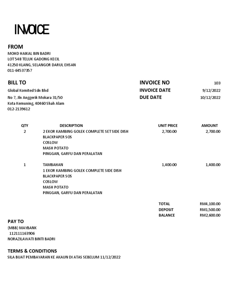 Invoice Kambing Terbaru | PDF