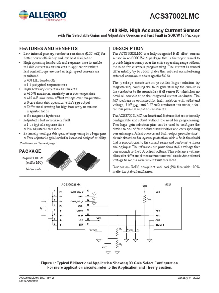 ACS37002MC Datasheet | PDF | Electronics | Computer Engineering