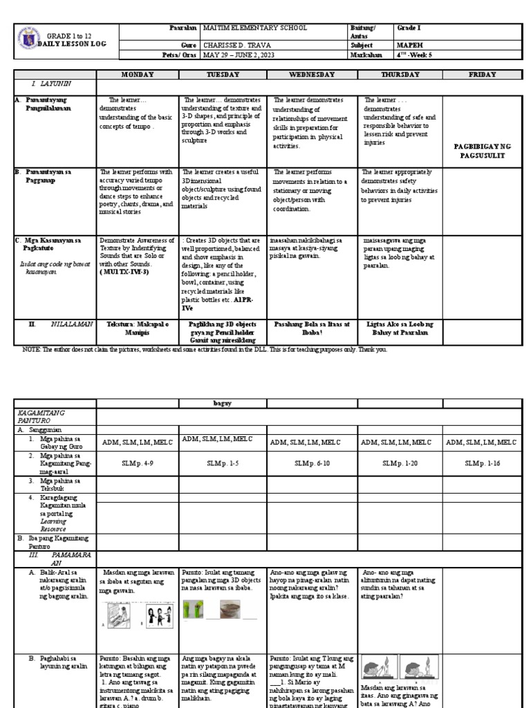 DLL Mapeh Q4-Week 5 | PDF