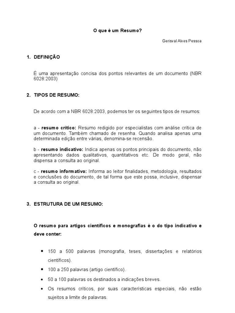 O Que É Um Resumo | PDF | Science