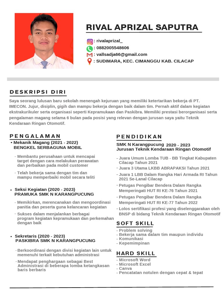 Rival Aprizal Saputra - CV | PDF | Bisnis