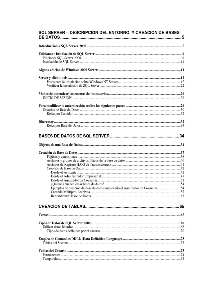 Manual de SQL 2000 | PDF | Informática