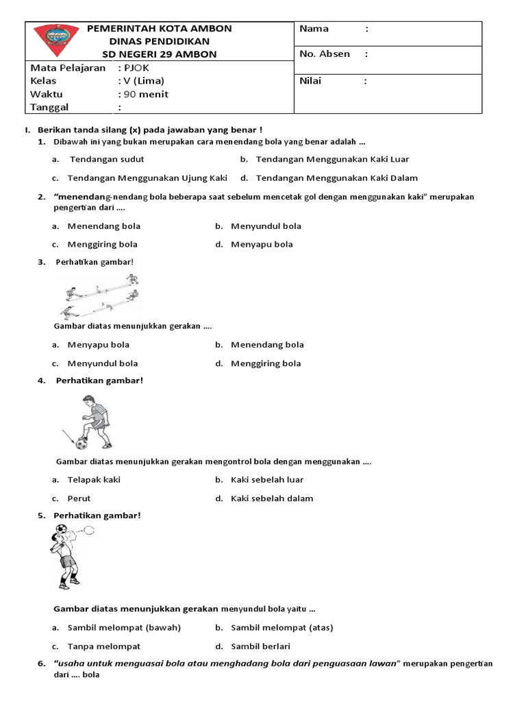 Soal Pas Pjok Kelas V k13 | PDF