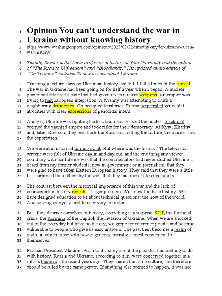 Opinion You Can't Understand The War in Ukraine Without Knowing History ...