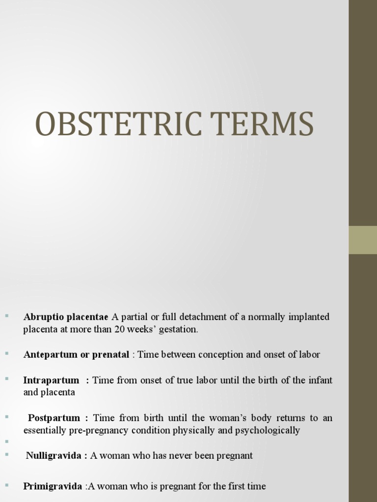 Obstetric Terms | PDF