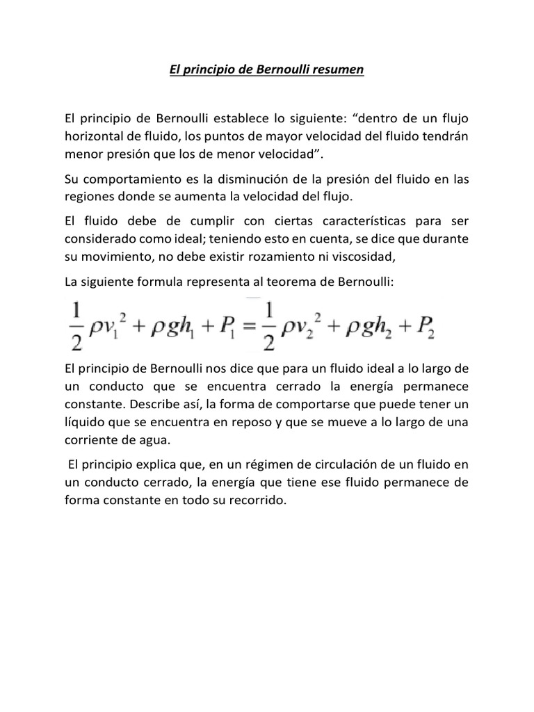 El Principio de Bernoulli Resumen | PDF