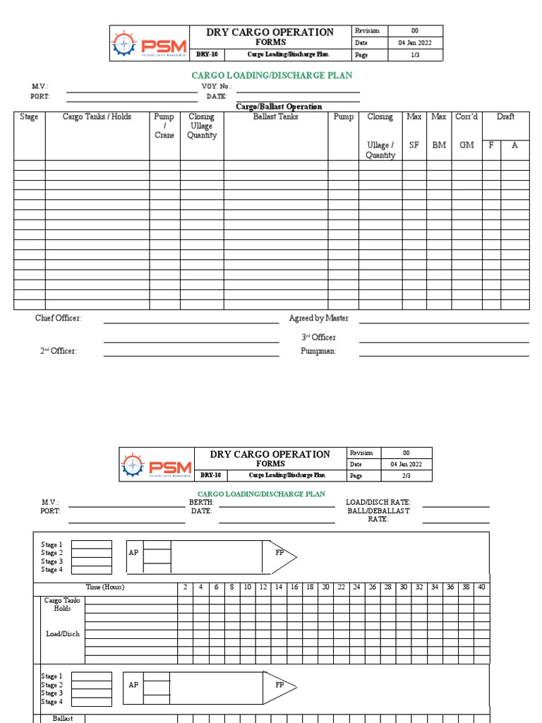 DRY-10 Cago Loading - Discharge Plan | PDF | Transport | Watercraft