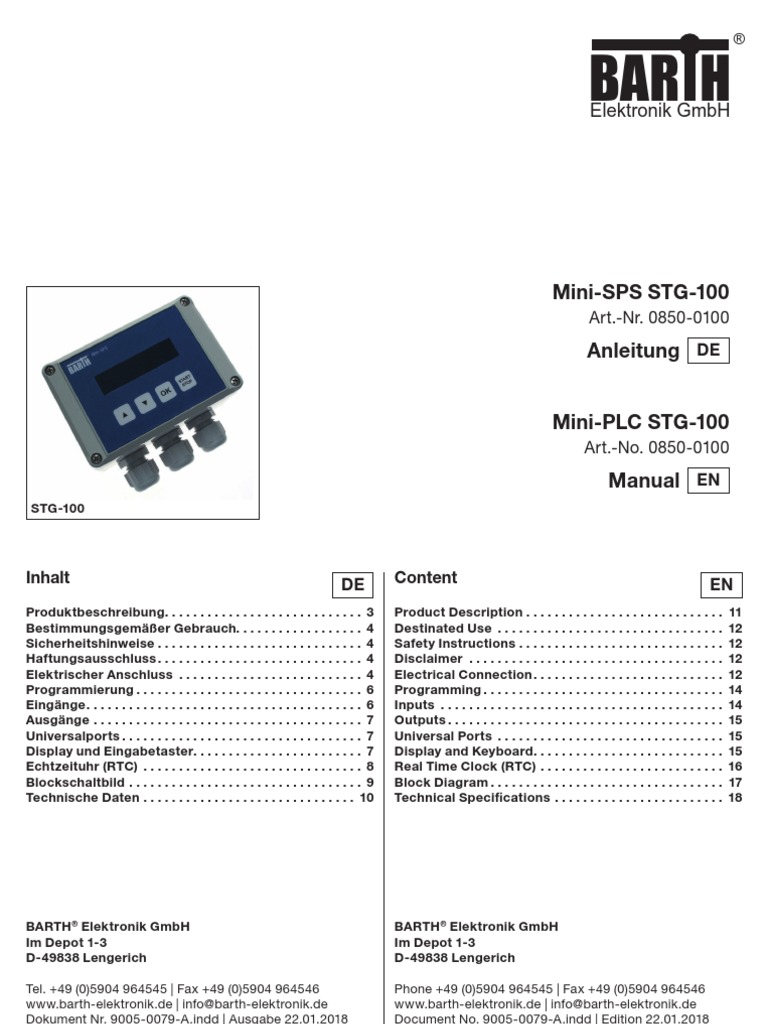 Barth Pinout STG-100 | PDF