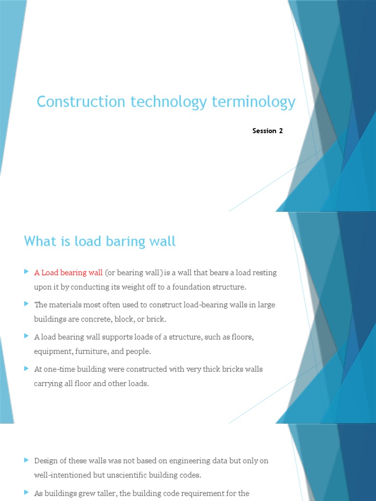 Construction Technology Terminology (Session 2) | PDF | Wall ...