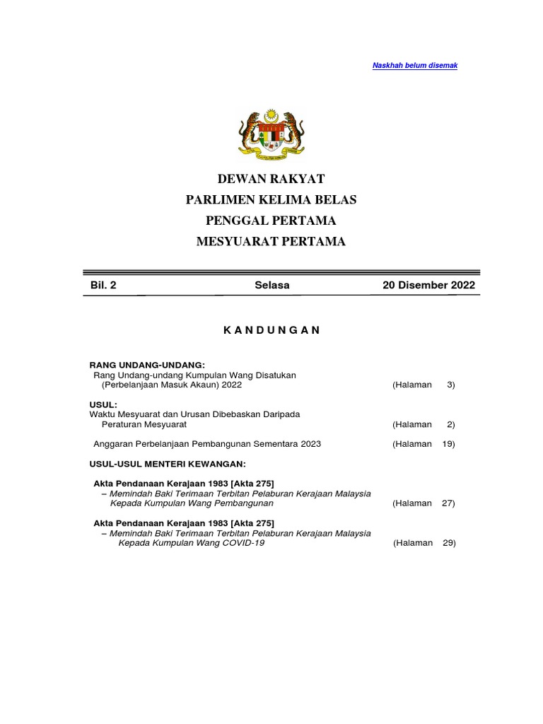 Hansard Parlimen | PDF