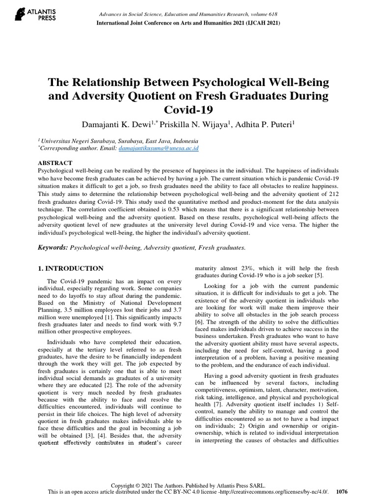 The Relationship Between Psychological Well-Being and Adversity ...