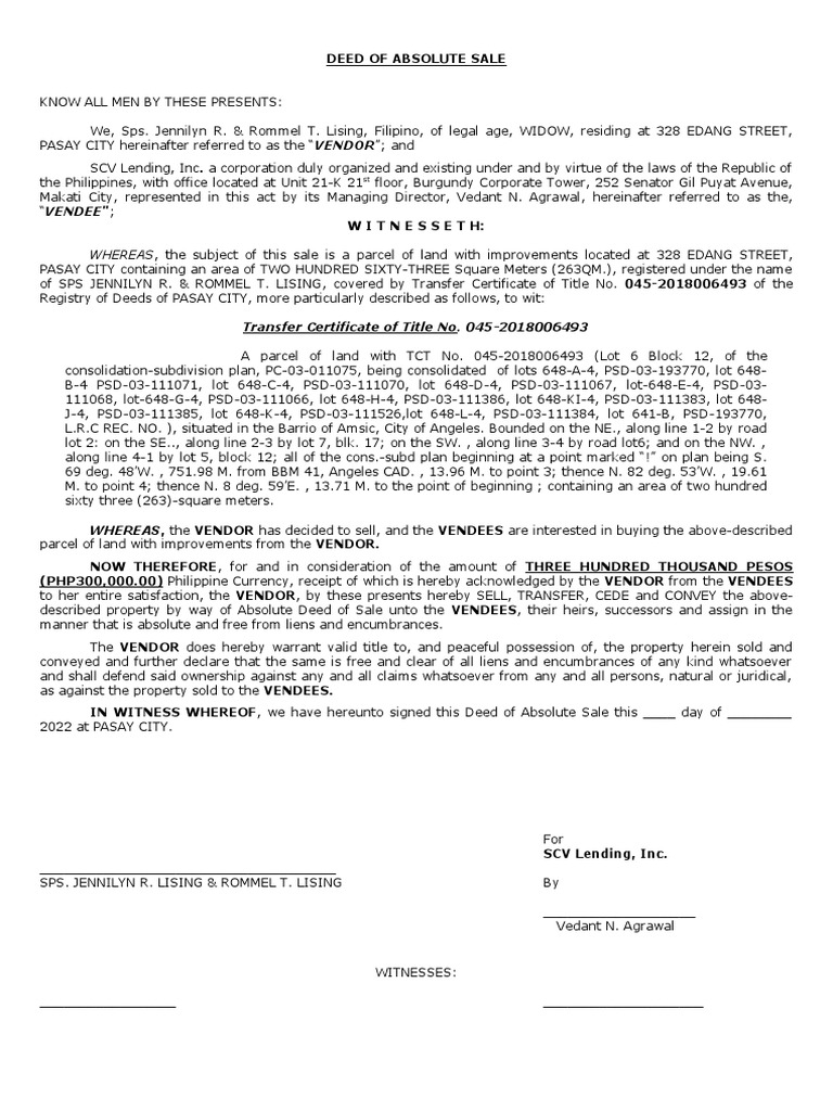 Lising Deed of Sale | Download Free PDF | Environmental Law | Natural ...