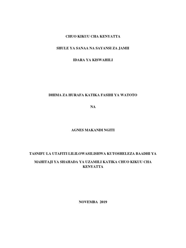 Dhima Za Hurafa Katika Fasihi..... | PDF