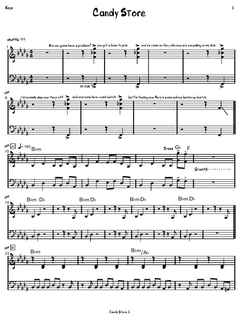 Candy Store Keys - SMA | PDF