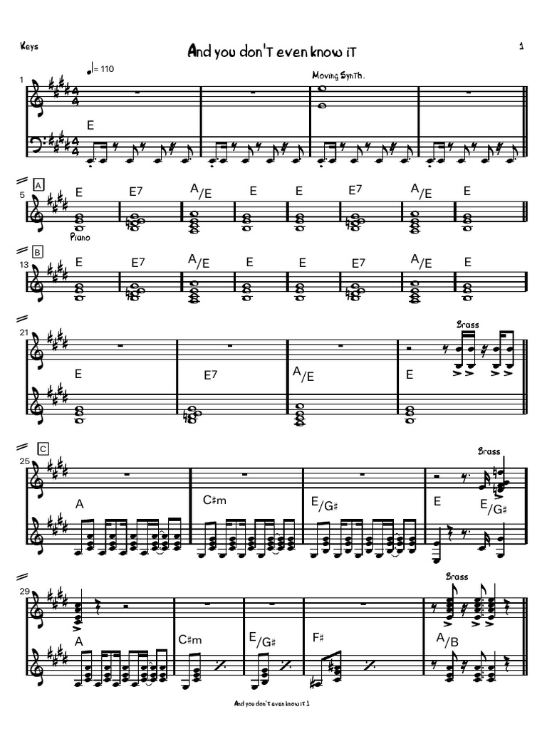 And You Don't Even Know It Keys - SMA | PDF