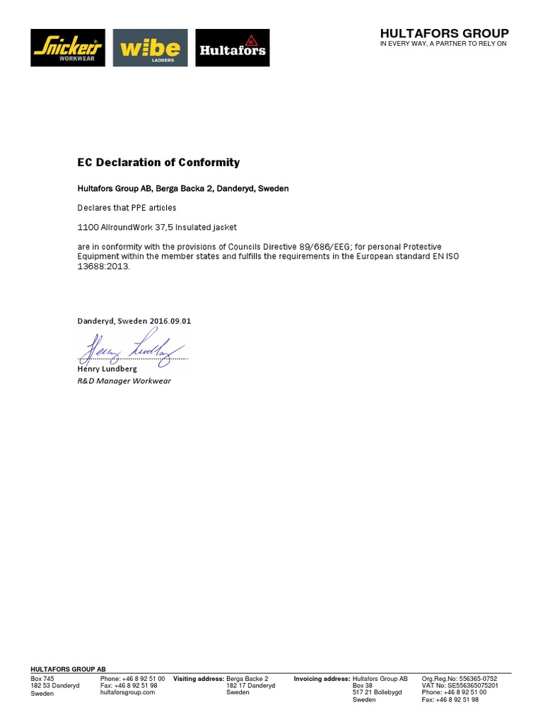 1100 EC Declaration of Conformity | PDF