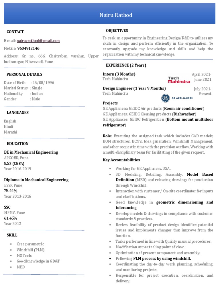 Resume Nairu Rathod | PDF | Product Lifecycle | Business
