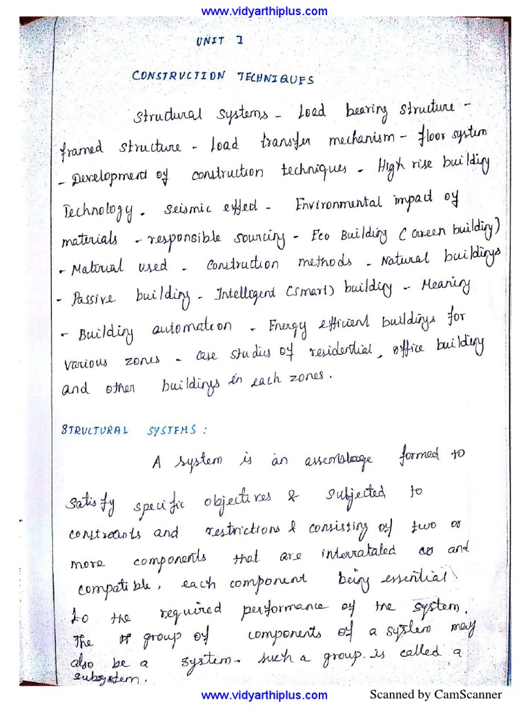 CE8401 Construction Techniques and Practices Lecture Notes (Hand ...