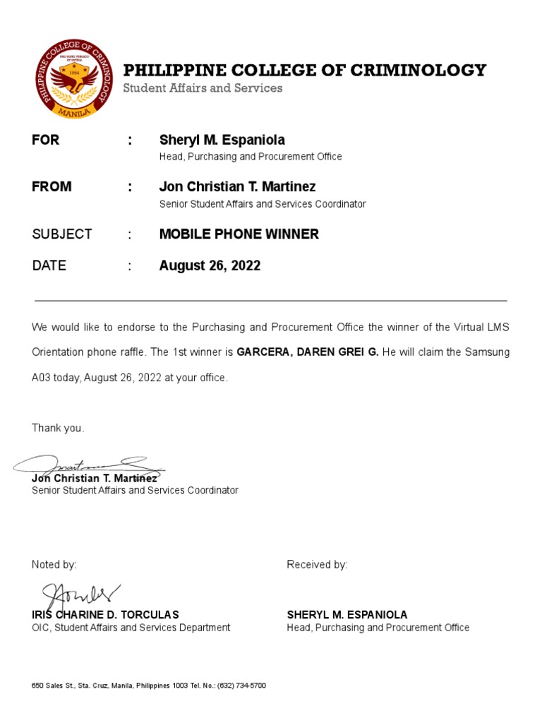 Endorsement Letter | PDF