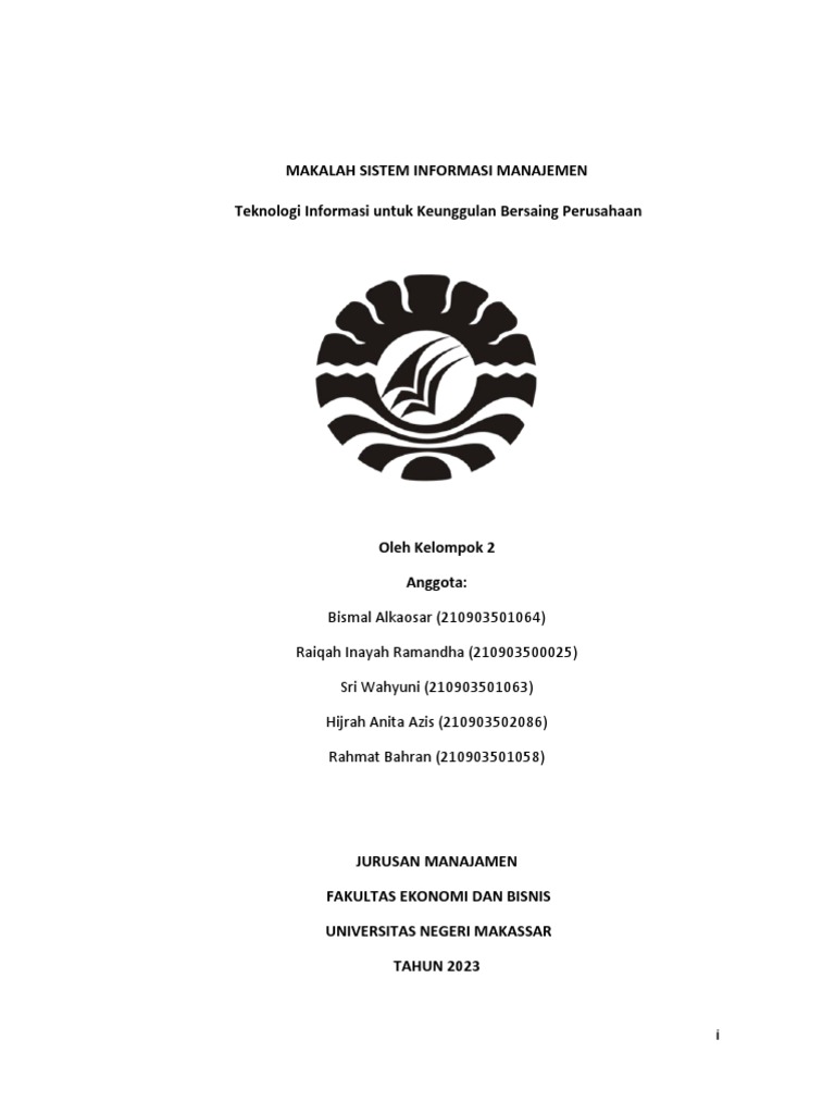 Makalah Sistem Informasi Manajemen Kelompok 2 | PDF Makalah Sistem Informasi Manajemen Kelompok 2 | PDF