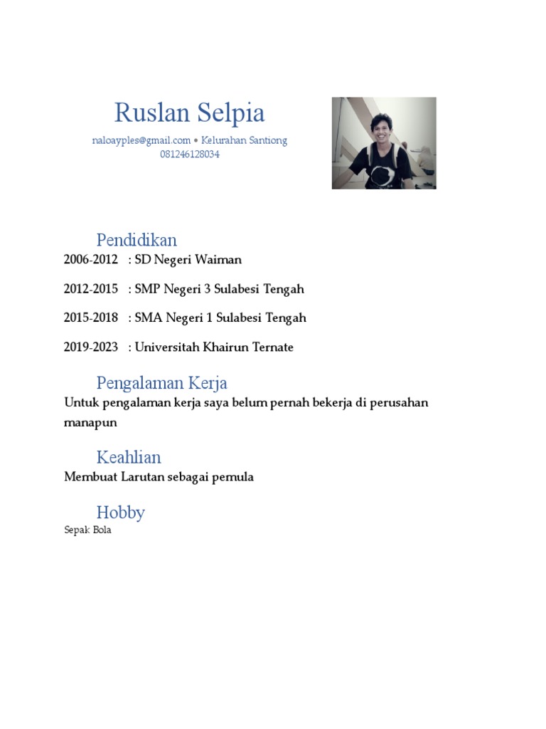 CV Ruslan Selpia | PDF