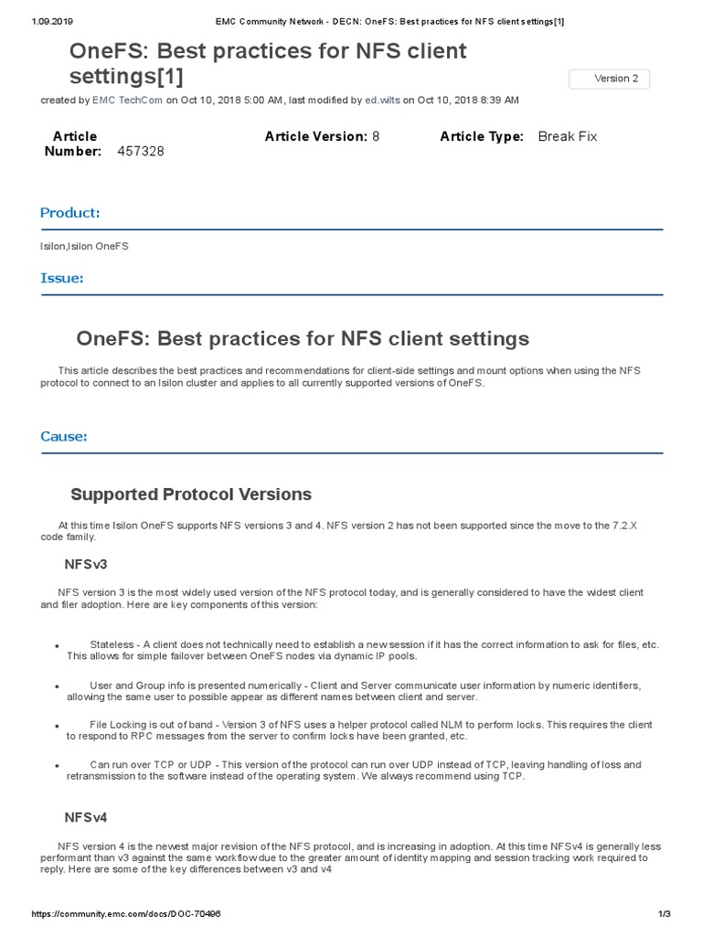 EMC Community Network - DECN - OneFS - Best Practices For NFS Client Settings | PDF | Software ...
