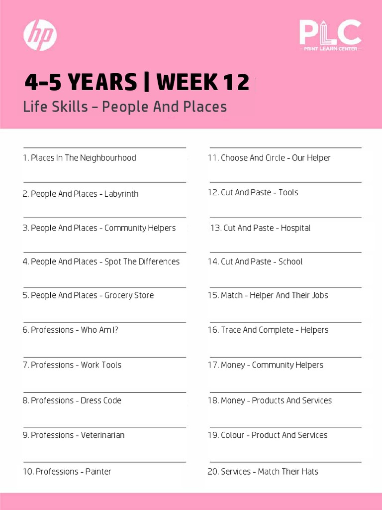 lkg-life-skills-people-and-places-worksheet | PDF