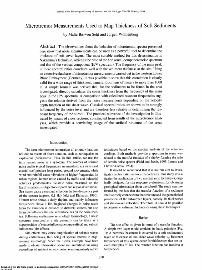Microtremor Measurements Used To Map Thickness of Soft Sediments ...