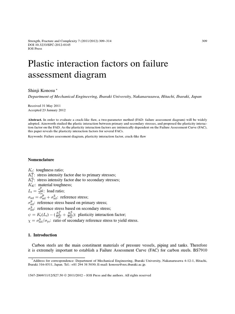 Plastic Interaction Factor in FAD | PDF | Deformation (Engineering ...
