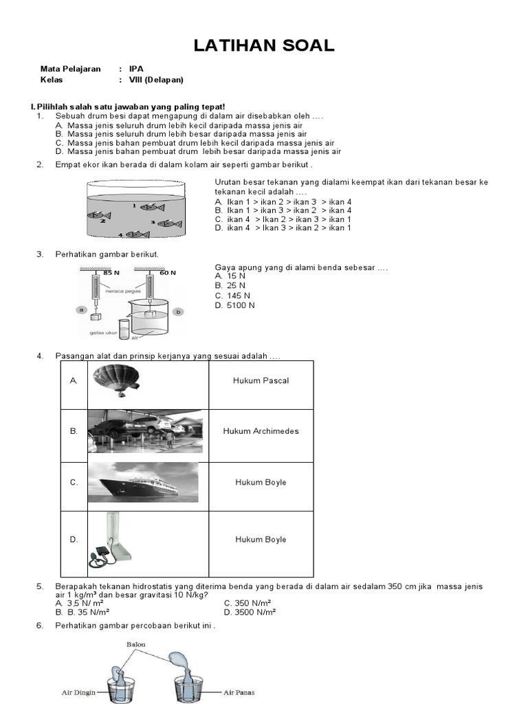 Latihan Soal IPA Kelas 8: Fisika & Biologi | PDF