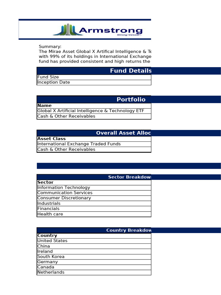 Mirae Asset Global X Artificial Intelligence & Technology ETF Fund of Fund | PDF | Exchange ...