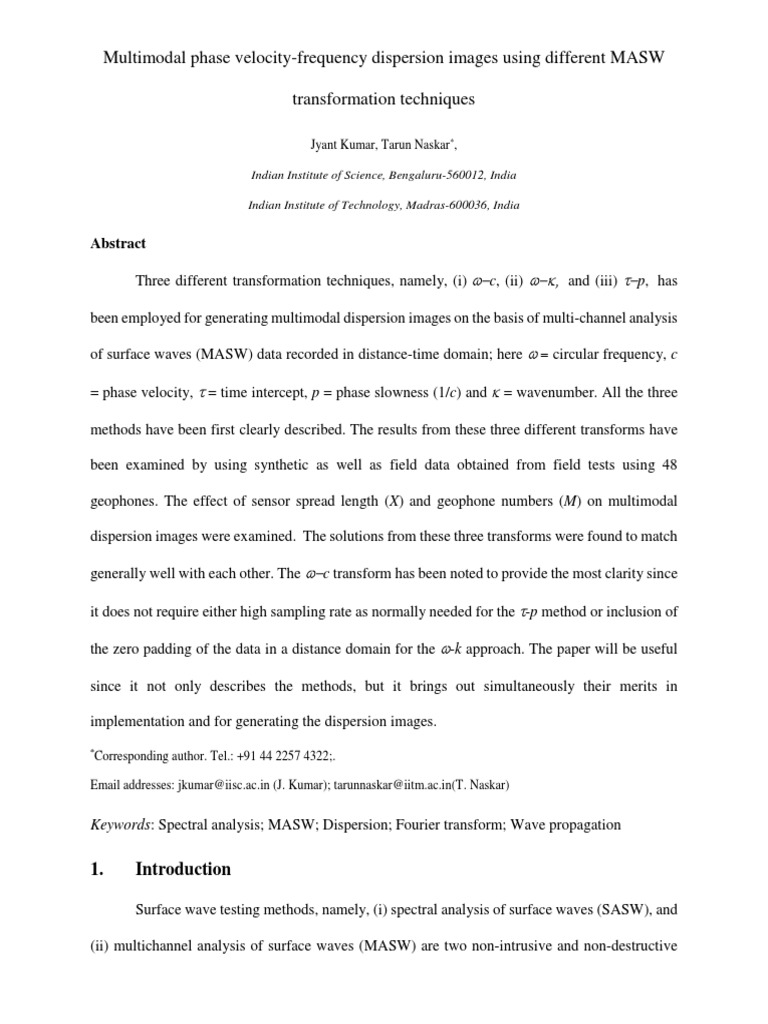 Multimodal Phase Velocity-Frequency Dispersion Ima | Download Free PDF | Interpolation ...