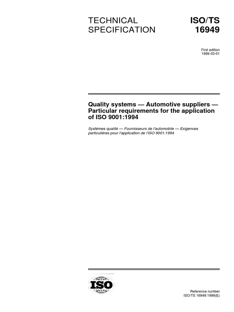 ISO TS 16949F Fournisseurs Automobile | PDF | Iso 9000 | Quality ...