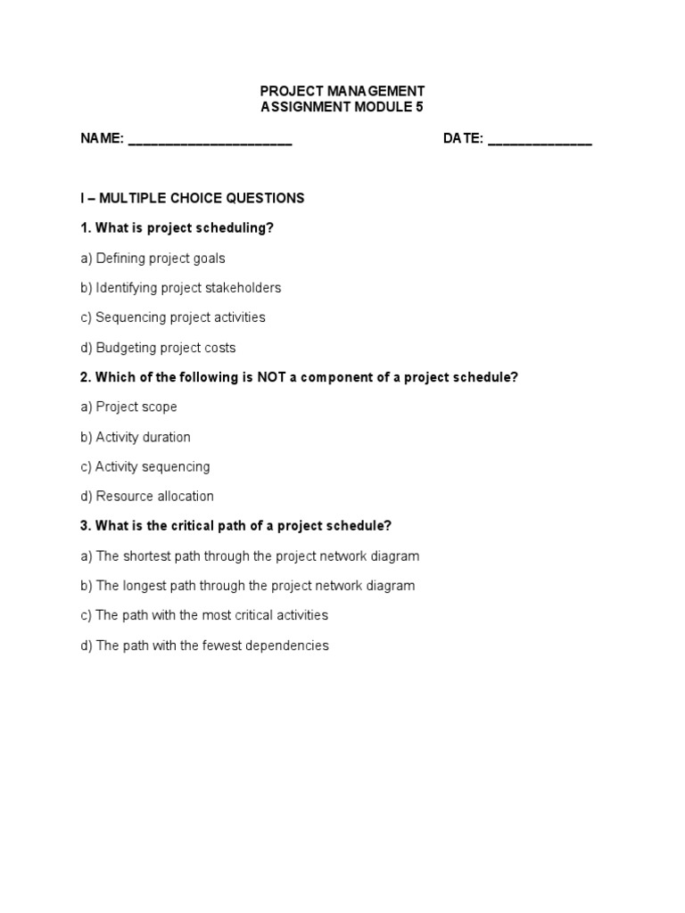 Module 5 Project Scheduling Assignment | PDF | Project Management | Business