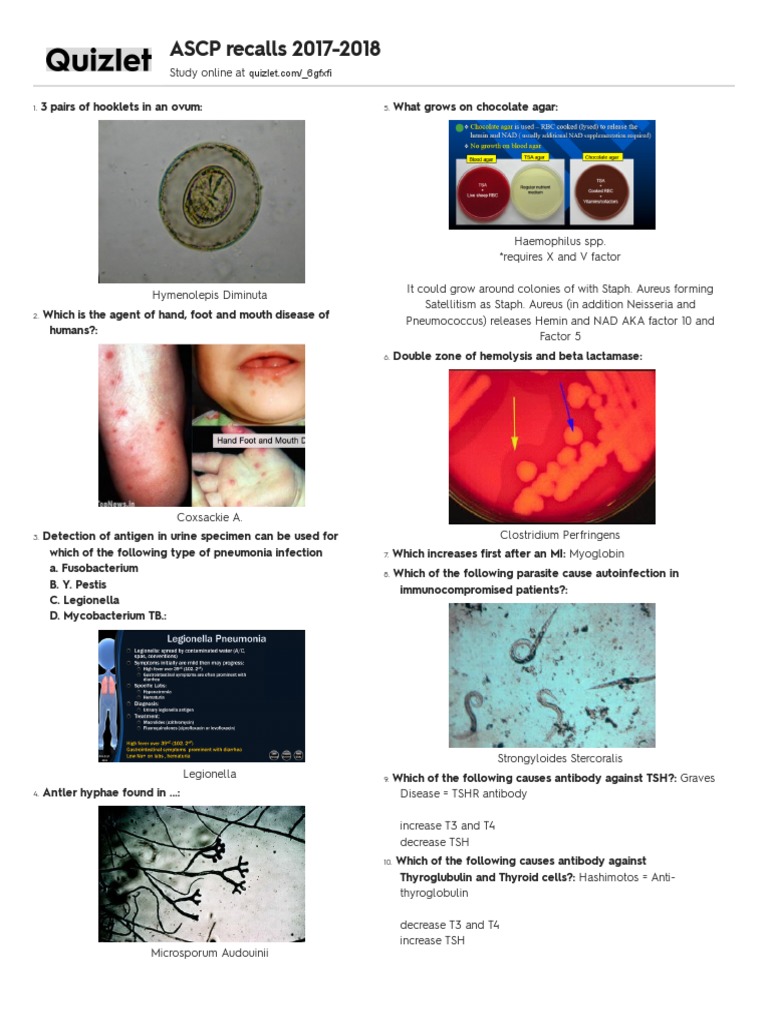 Ascp Recalls 2017 - 2018 | PDF | Staphylococcus | Clinical Medicine