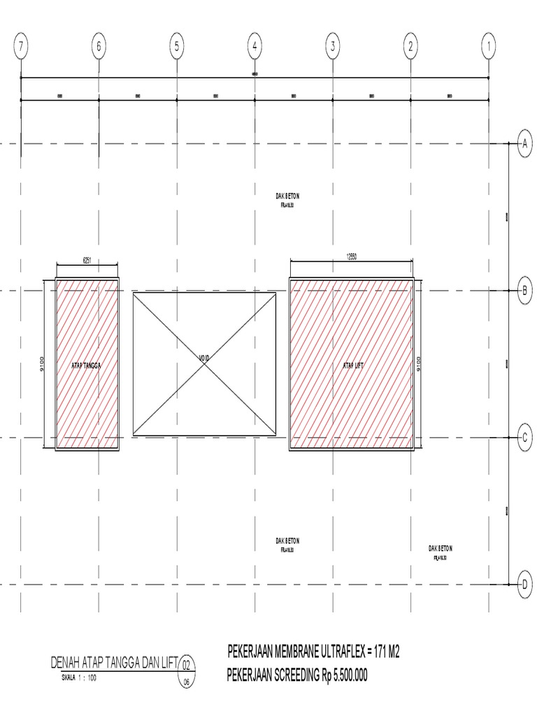 Denah Atap Tangga dan Lift: Dak Beton dan Pekerjaan Membrane | PDF