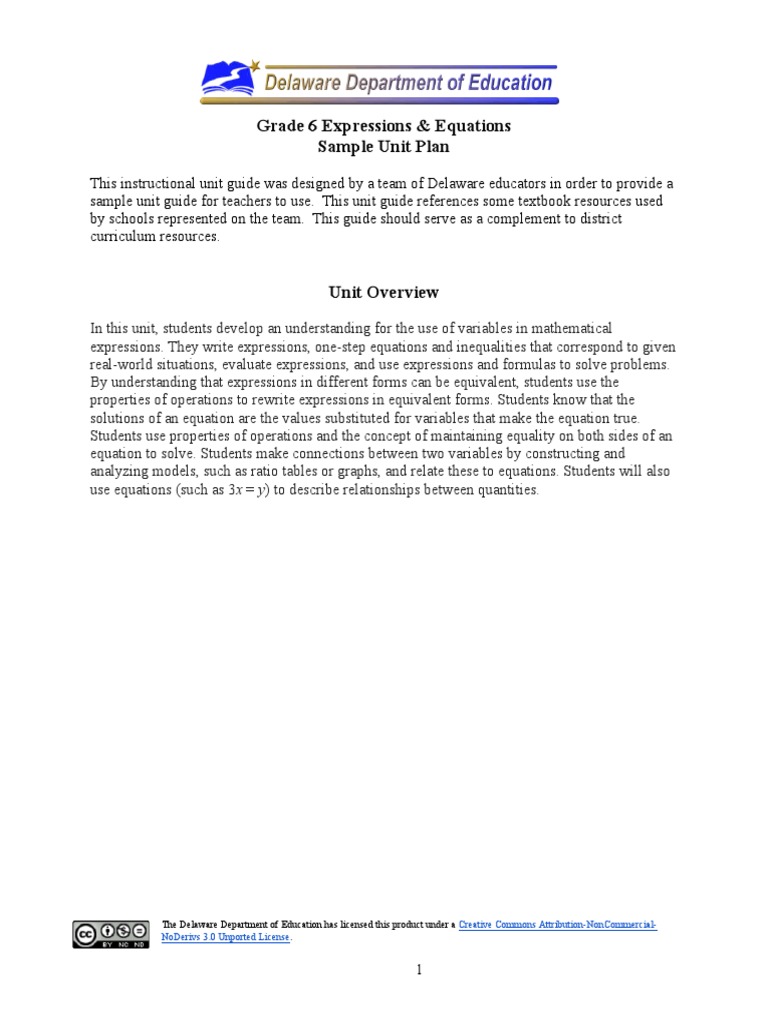 6 Ee Unit Guide Final | PDF | Equations | Variable (Mathematics)