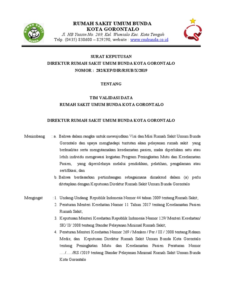 SK - TIM - VALIDASI - DATA - Ok | PDF