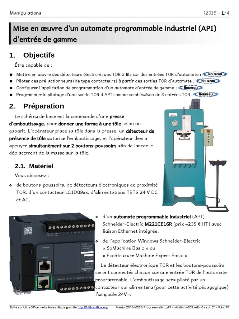 Manip-i2315-M221-Programmation_API-Initiation.v203 | PDF