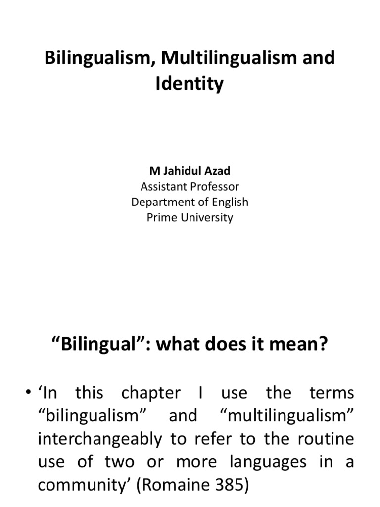 Bilingualism Multilingualism and Identity | PDF | Multilingualism ...